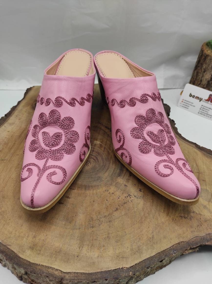Leather Clogs Suzani Shoes Embroidered Women's Clogs | Etsy