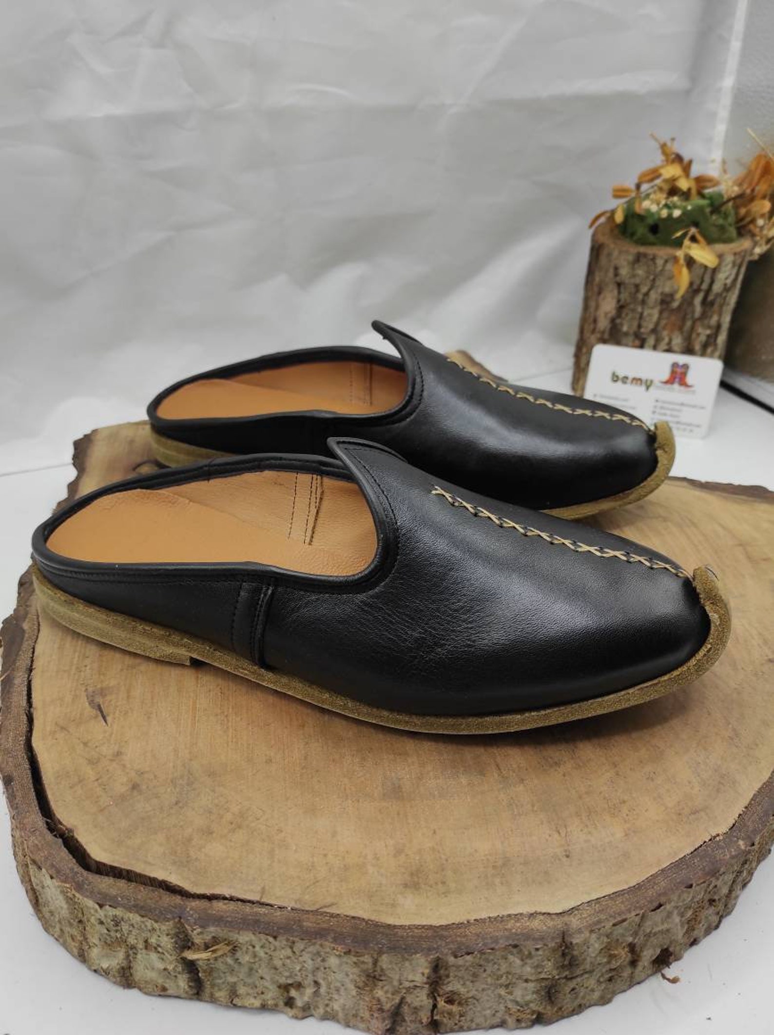 Leather Slip On Barefoot Medieval Sandals Handmade Mules - Etsy