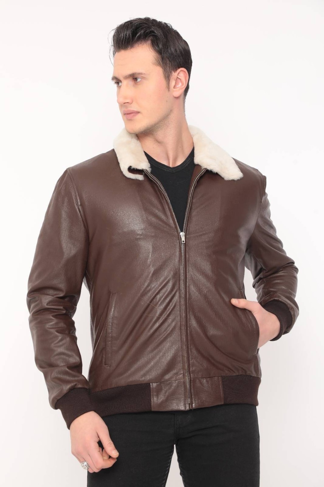 Men's Shearling Aviator Jacket: Custom Lamb Leather Bomber - Etsy