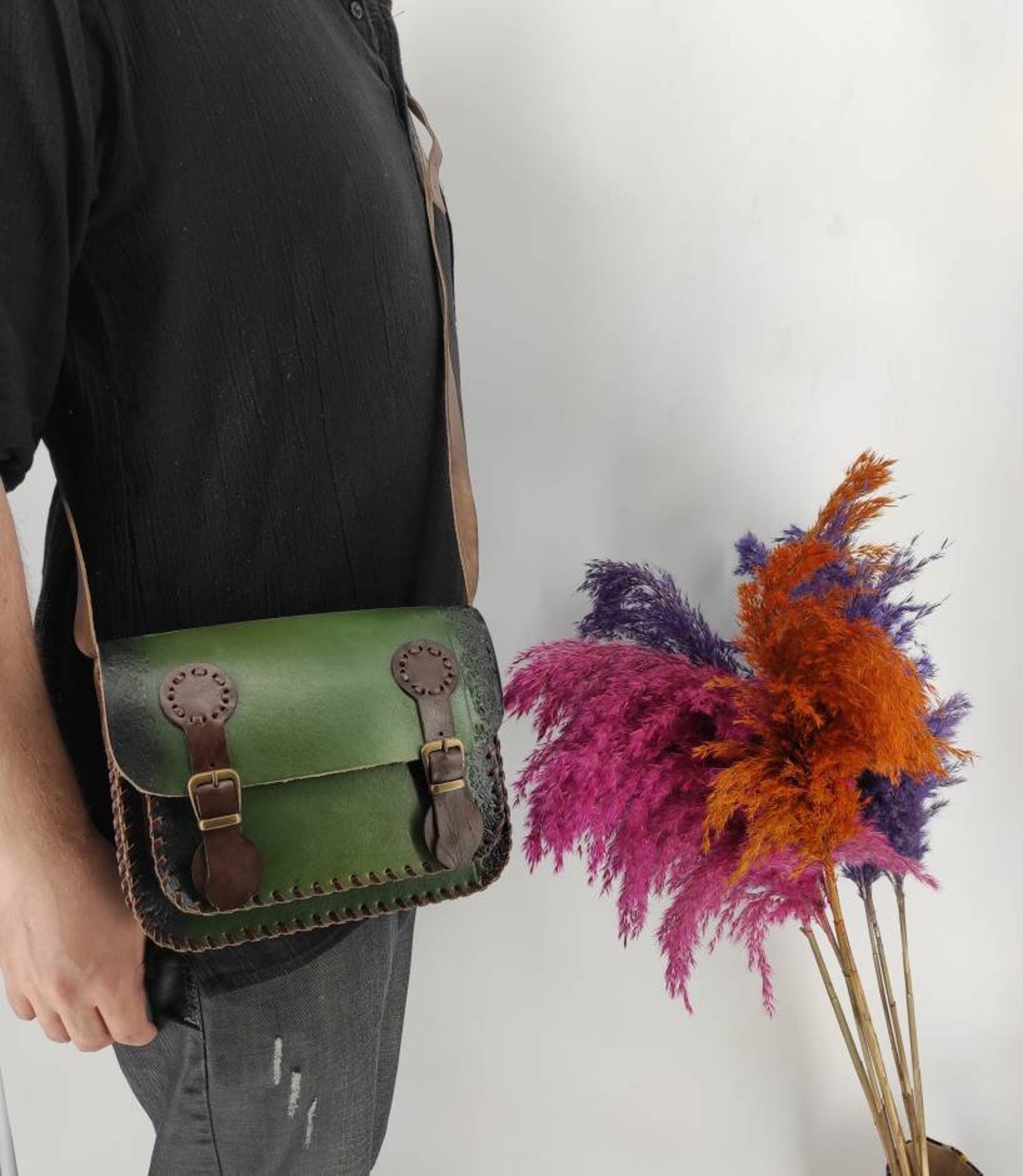 Leather Crossbody Bag Everyday Leather Bag Messenger Bag - Etsy