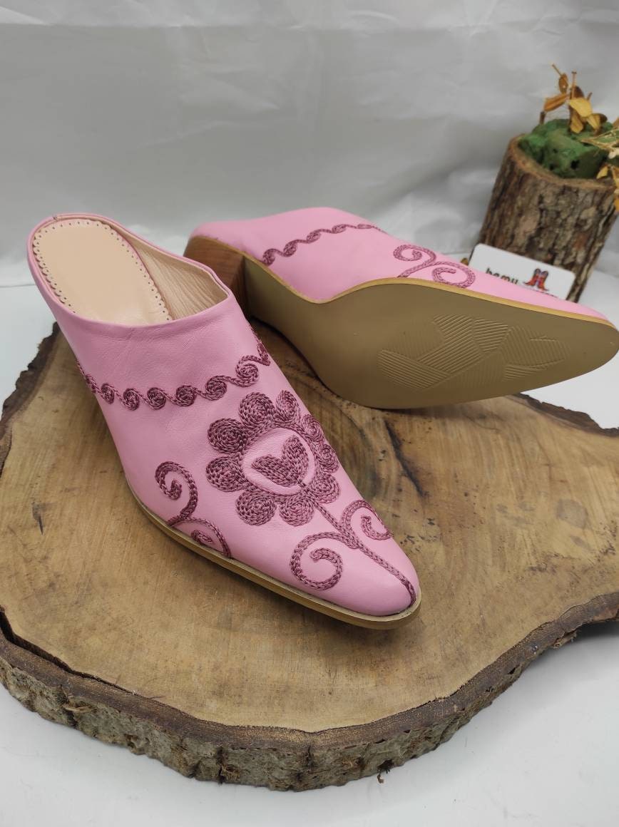 Leather Clogs Suzani Shoes Embroidered Women's Clogs | Etsy
