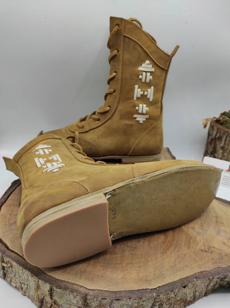 Handmade Leather Lace-up Boots: Turkish Yemeni Style - Etsy