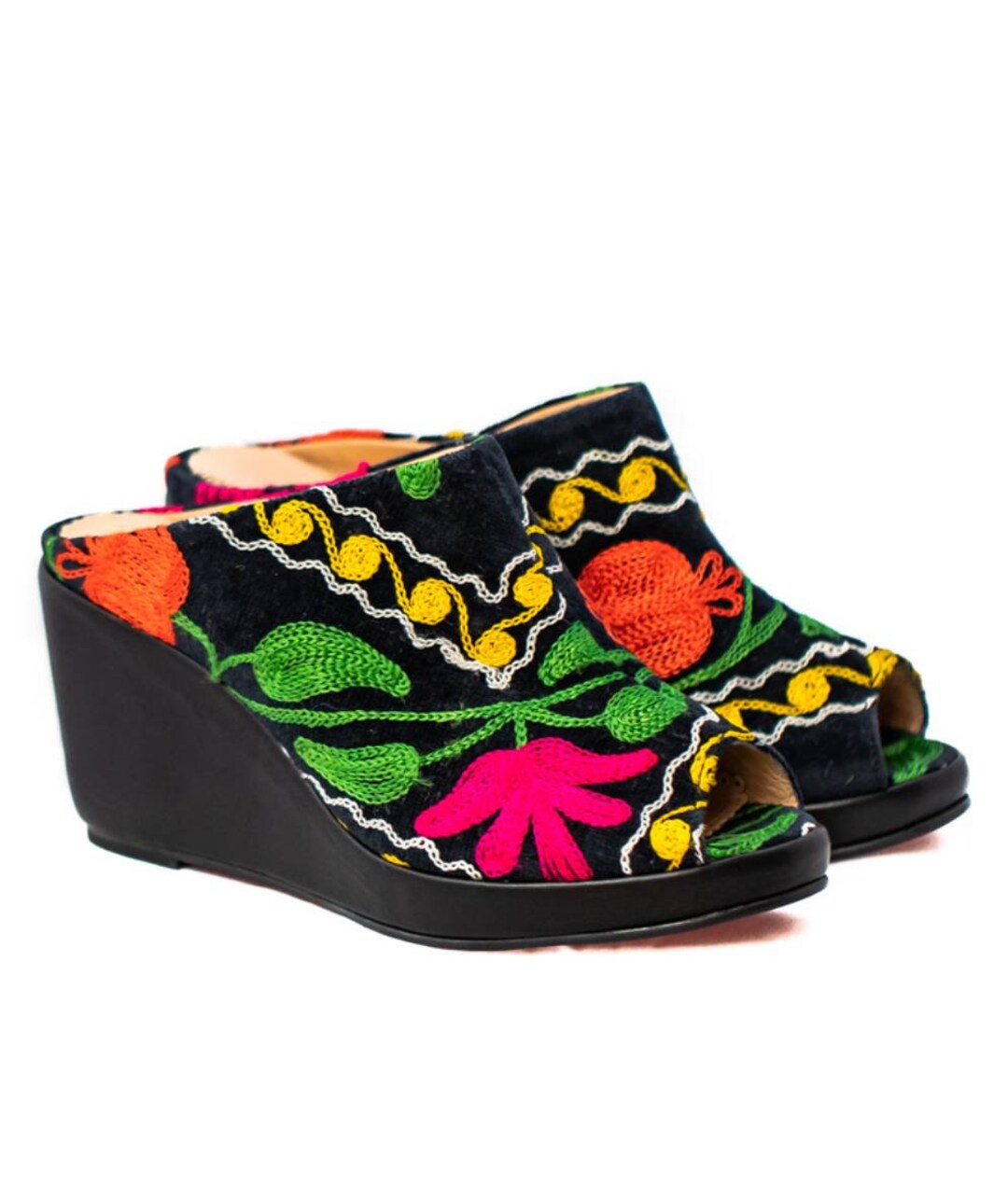 Edge Shoes, Open Toe Shoes, Custom Made, Suzani Shoes, Open Heel, for ...