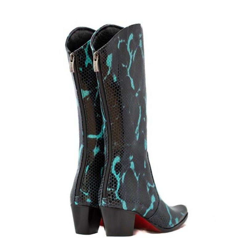 Custom Leather Cowboy Boots: Knee High Western Suzani Style - Etsy