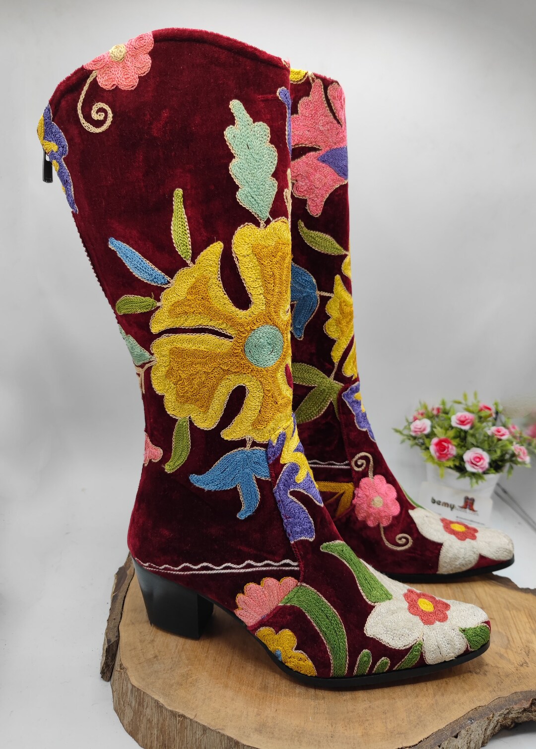 Vintage Cowboy Boots, Unique Boots, Suzani Boots, Genuine Leather Comfy ...