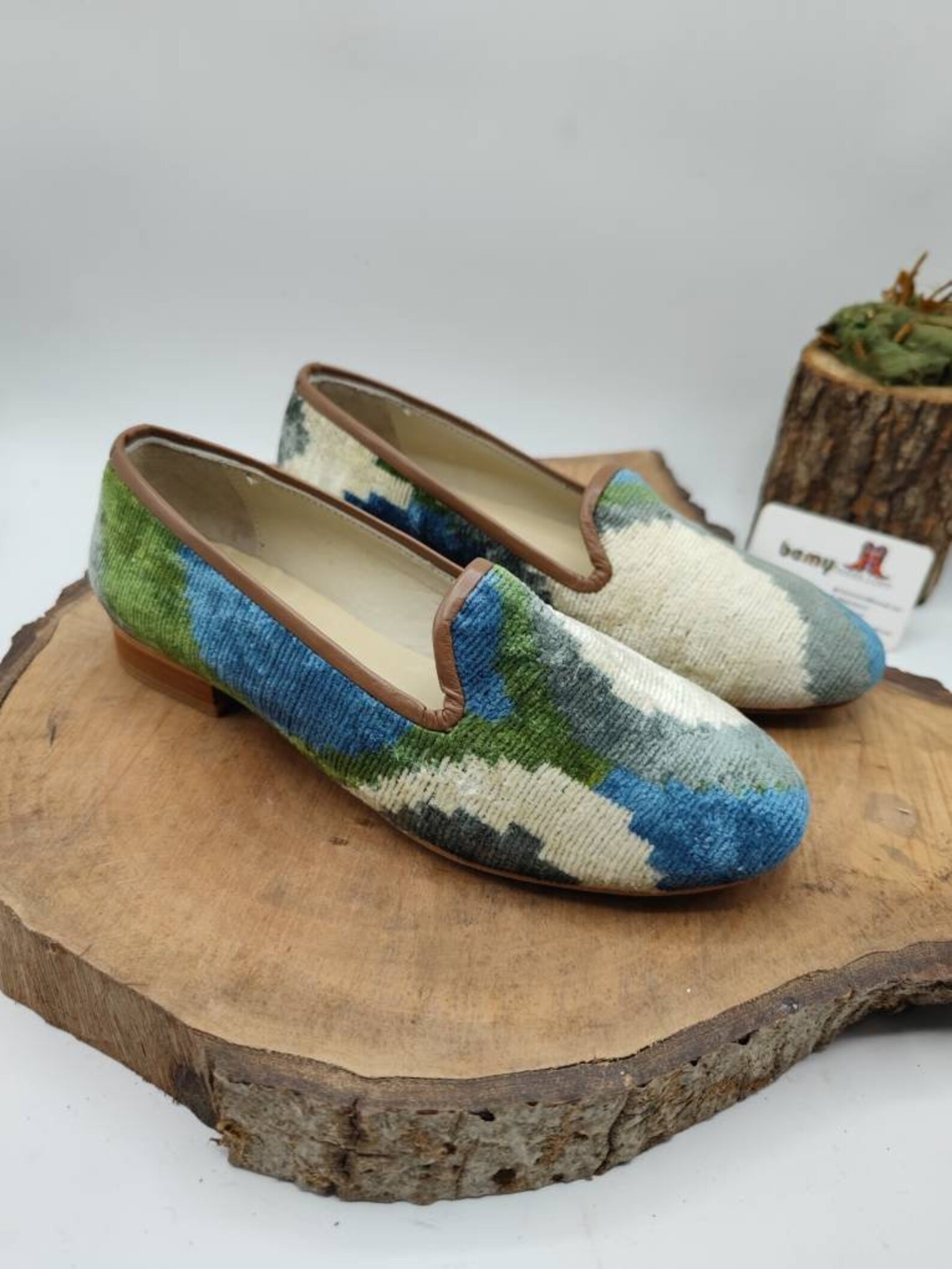 Handmade Leather Loafers: Ikat Velvet Comfy Sandals - Etsy