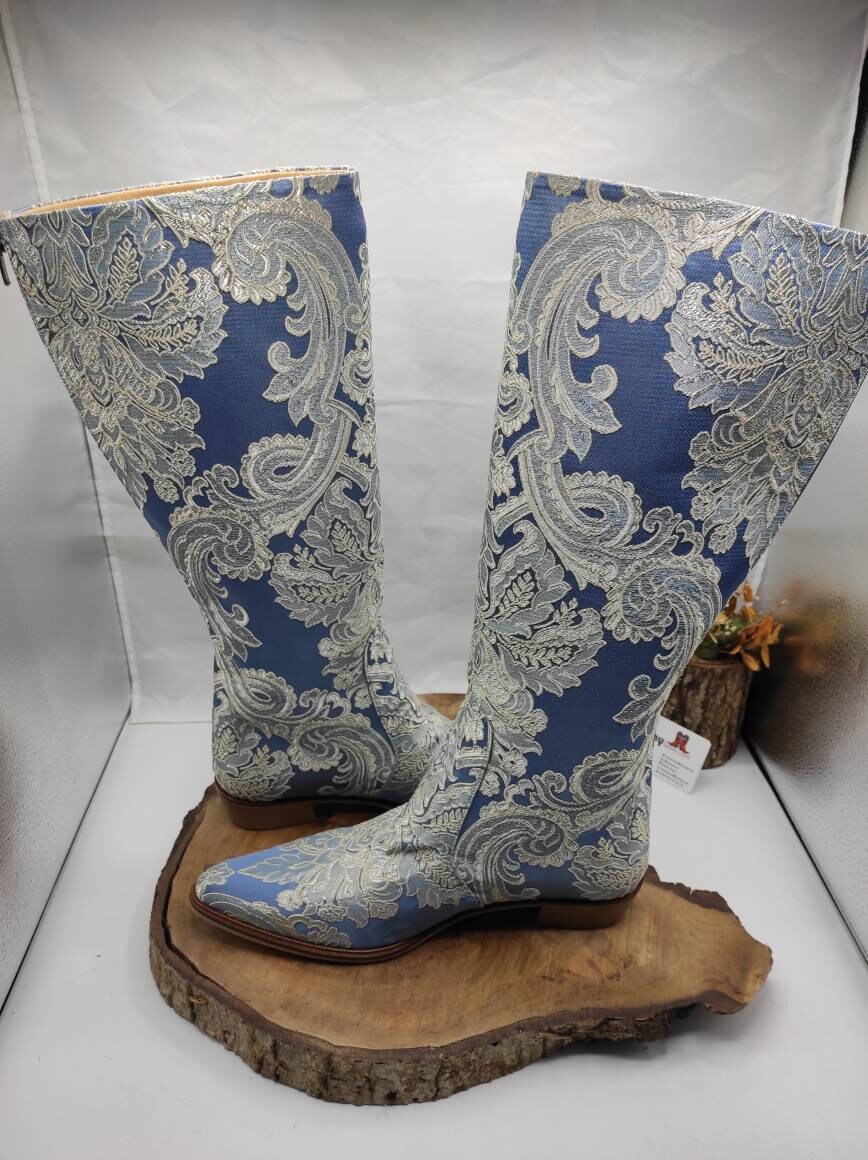 Cowboy Boots Low Heel Custom Made Genuine Leather Tapestry - Etsy