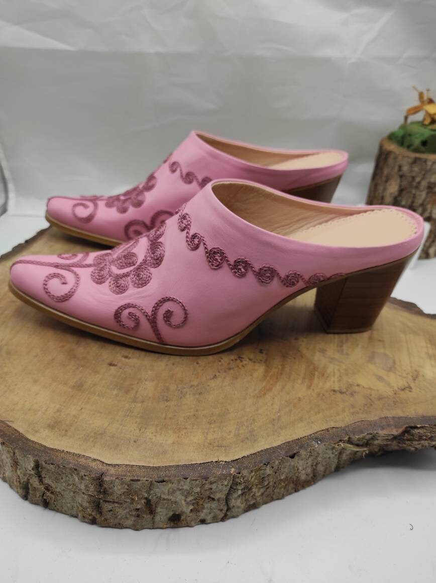 Leather Clogs Suzani Shoes Embroidered Women's Clogs | Etsy