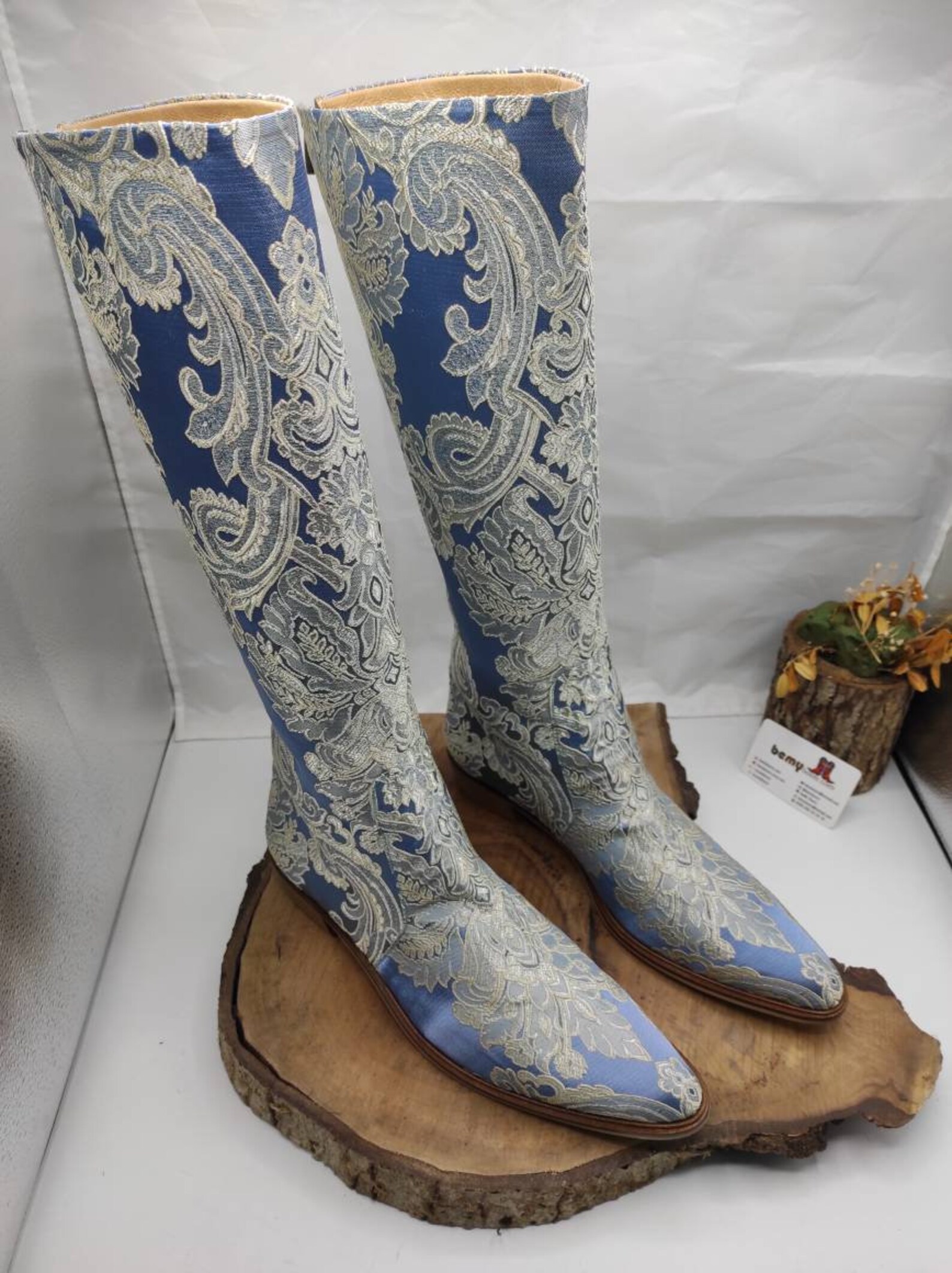 Cowboy Boots Low Heel Custom Made Genuine Leather Tapestry - Etsy