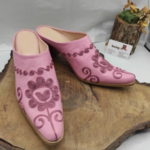 Leather Clogs, Suzani Shoes, Embroidered Women's Clogs, Custom Made ...