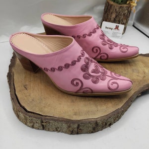 Leather Clogs, Suzani Shoes, Embroidered Women's Clogs, Custom Made ...