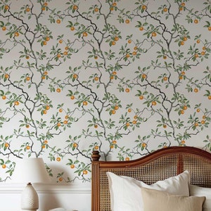 Orange Tree Peel and Stick Wallpaper | Removable Botanical Wall Décor ...