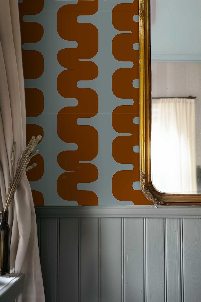 Retro Geometric Wallpaper: Abstract Peel and Stick Wall Mural Pv466 - Etsy