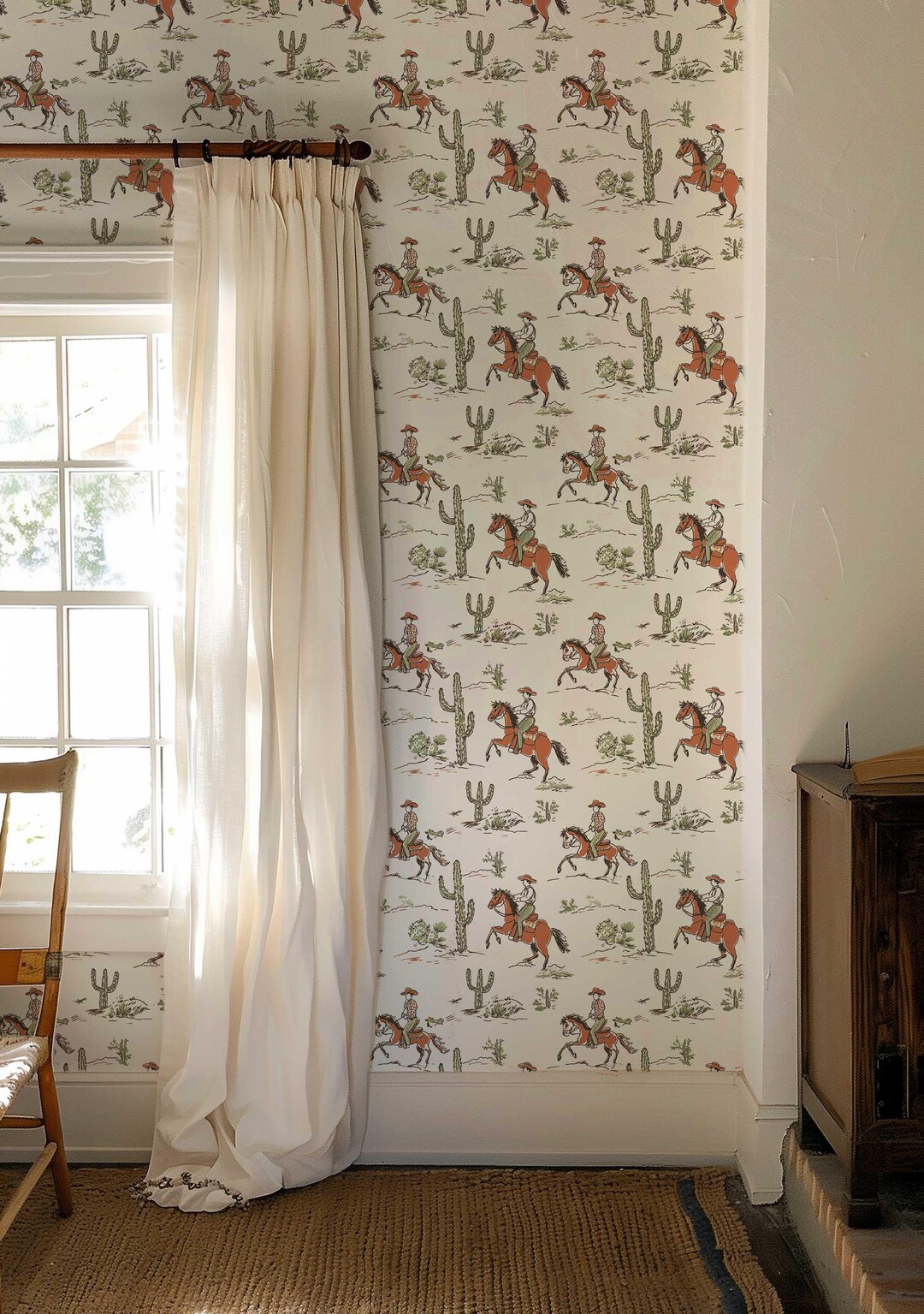 Vintage Cowboy Western Wallpaper Mural, Removable Wild Western ...