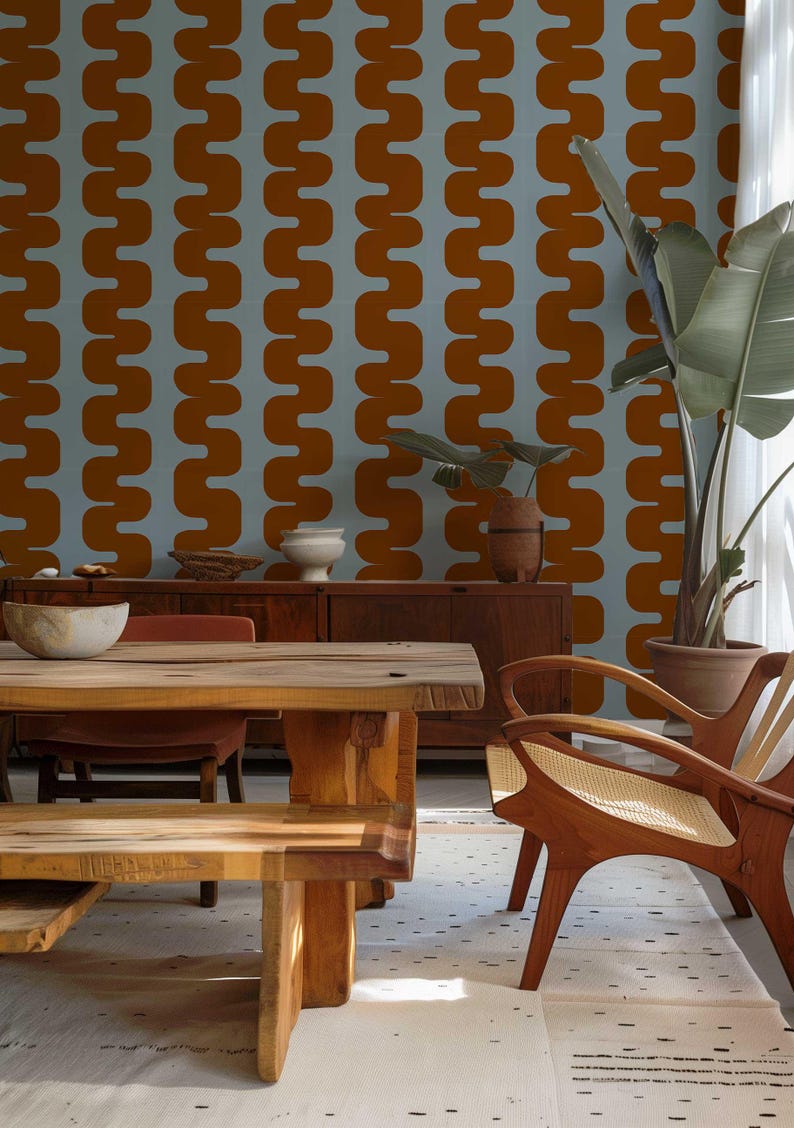 Retro Geometric Wallpaper: Abstract Peel and Stick Wall Mural Pv466 - Etsy