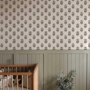 Pink Floral Block Wallpaper: Elegant Peel & Stick Mural Pv454 - Etsy