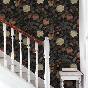 Dark Gothic Wallpaper, Black Rococo Floral Peel and Stick or ...