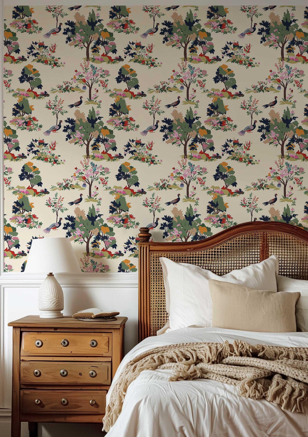 Cottagecore Peel and Stick Wallpaper: English Countryside Tree & Bird ...