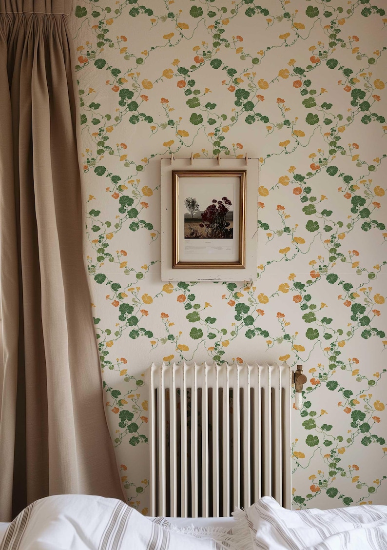 Papel de parede adesivo floral vintage, mural de trepadeiras botânicas ...