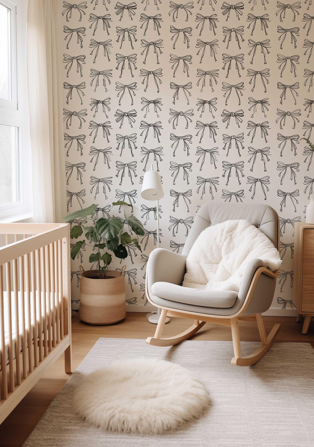 Black and White Ribbon Bows Pattern Wallpaper for Elegant and Stylish ...