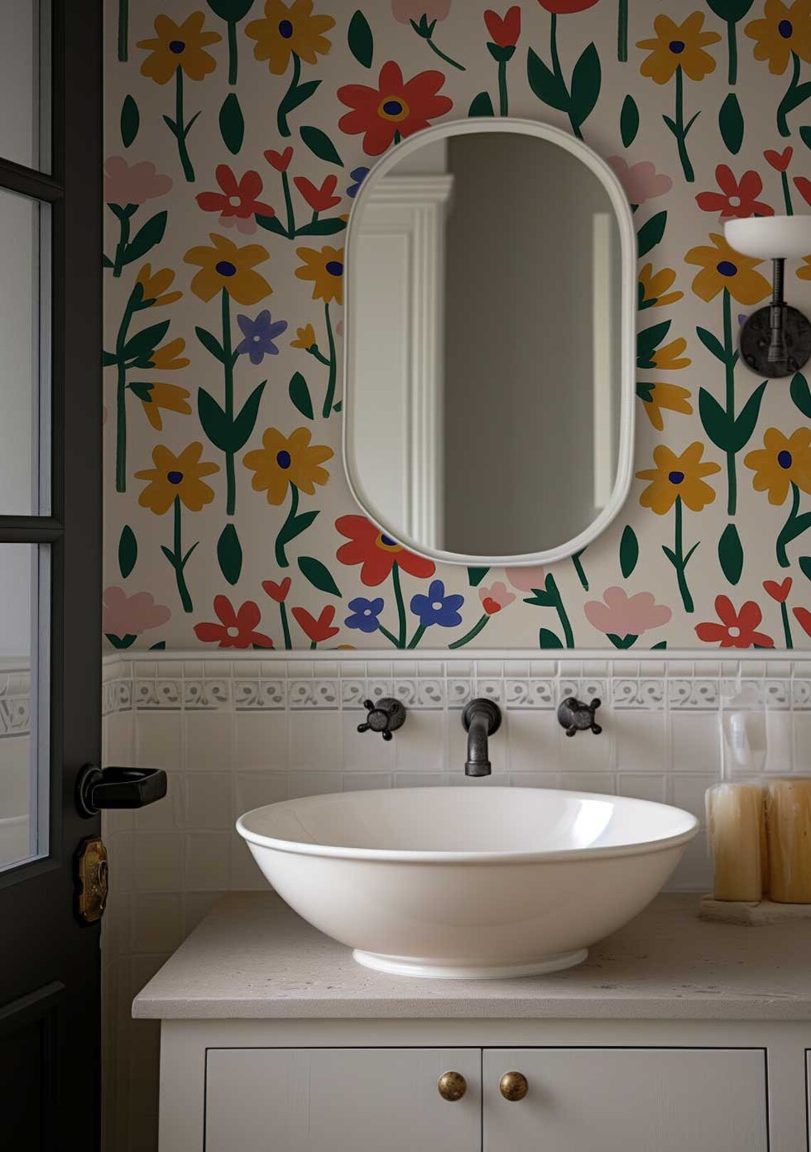 Preppy Wallpaper, Daisy Floral Wall Mural, Temporary Peel and Stick ...