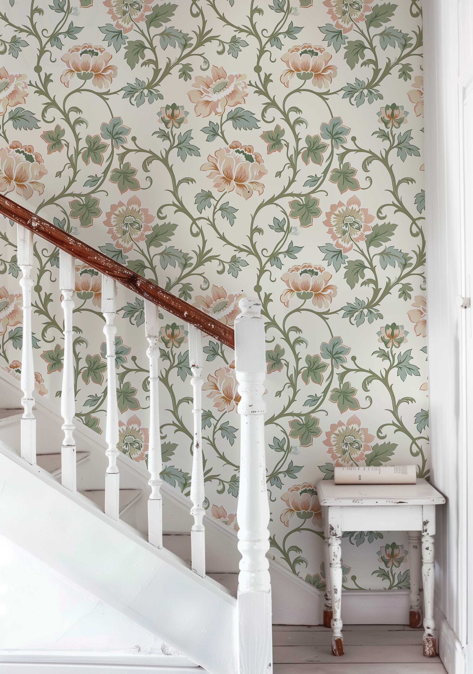 Cottage Core Flower Wallpaper, Removable Rococo Peel and Stick Wall ...