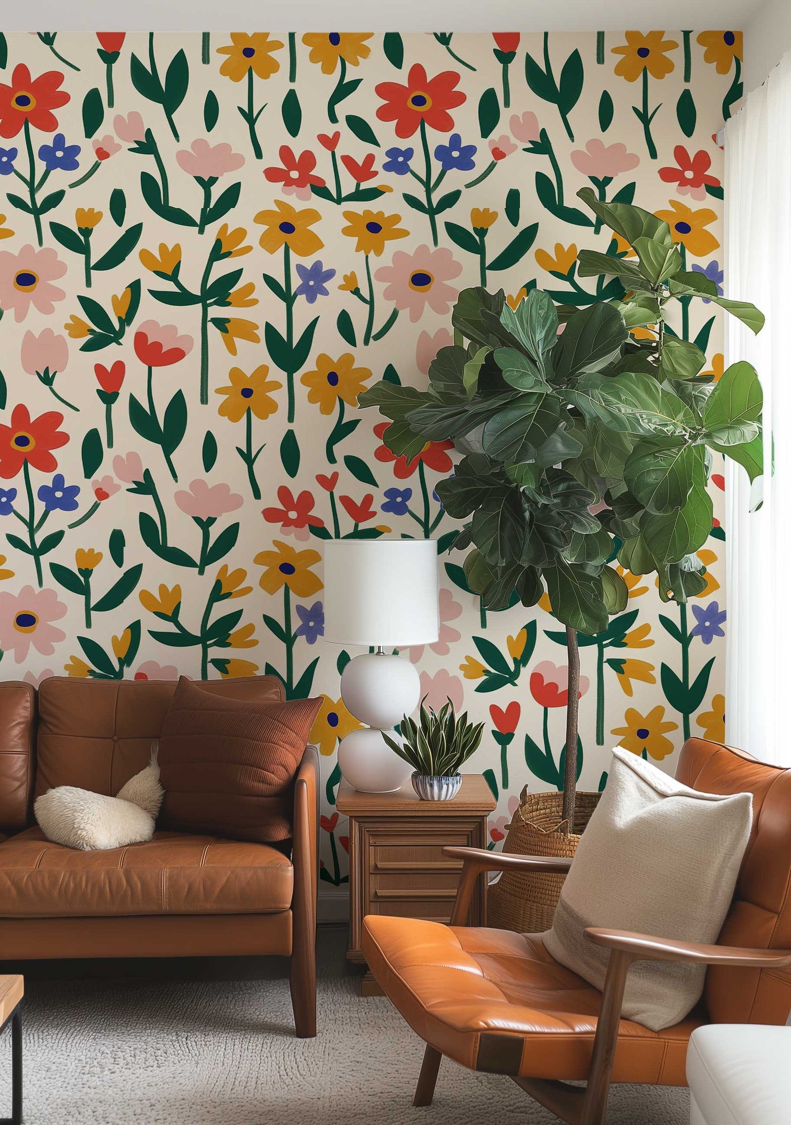 Preppy Wallpaper, Daisy Floral Wall Mural, Temporary Peel and Stick ...
