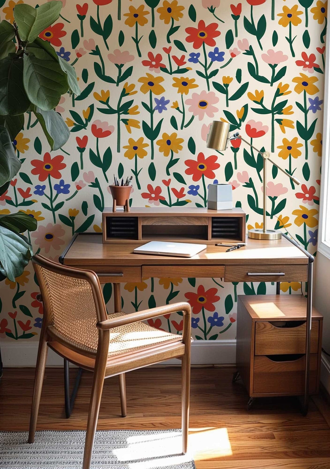 Preppy Wallpaper, Daisy Floral Wall Mural, Temporary Peel and Stick ...