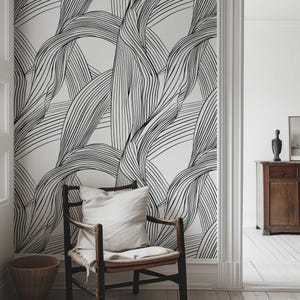 Modern Abstract Wallpaper Removable Black and White Peel Stick Wall ...