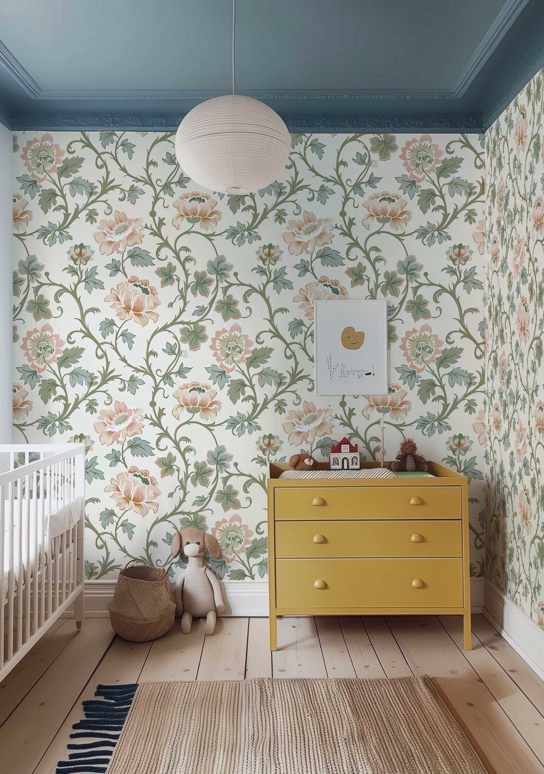 Cottage Core Flower Wallpaper, Removable Rococo Peel and Stick Wall ...