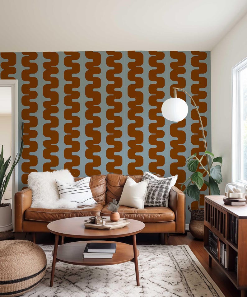 Retro Geometric Wallpaper: Abstract Peel and Stick Wall Mural Pv466 - Etsy