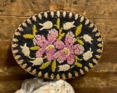 Vintage Pink Floral Petit Point Brooch Needlepoint Shabby - Etsy