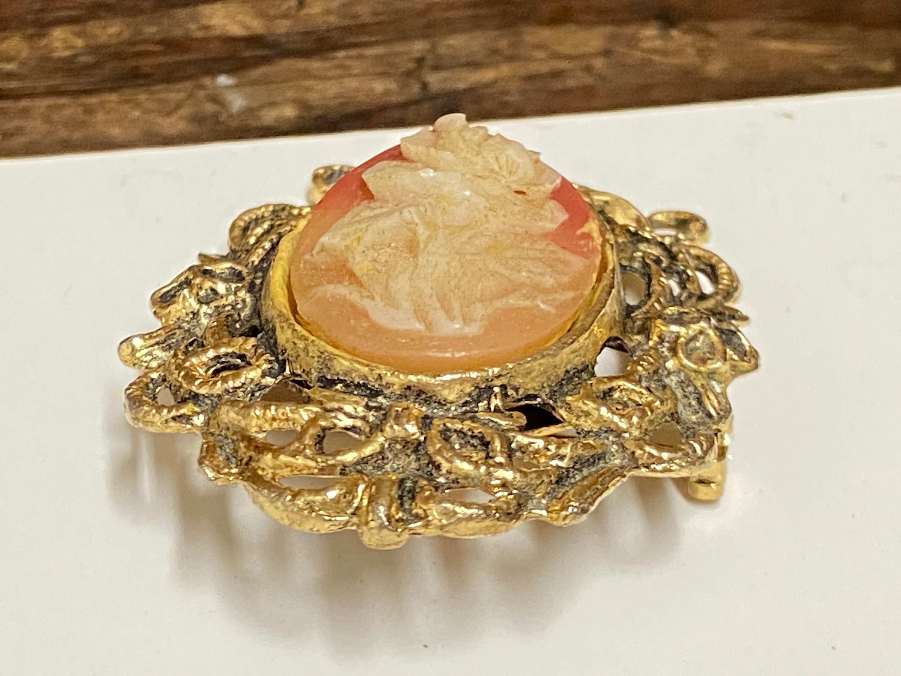 Vintage Cameo Pendant/Brooch Floral Cameo Brooch Carved | Etsy