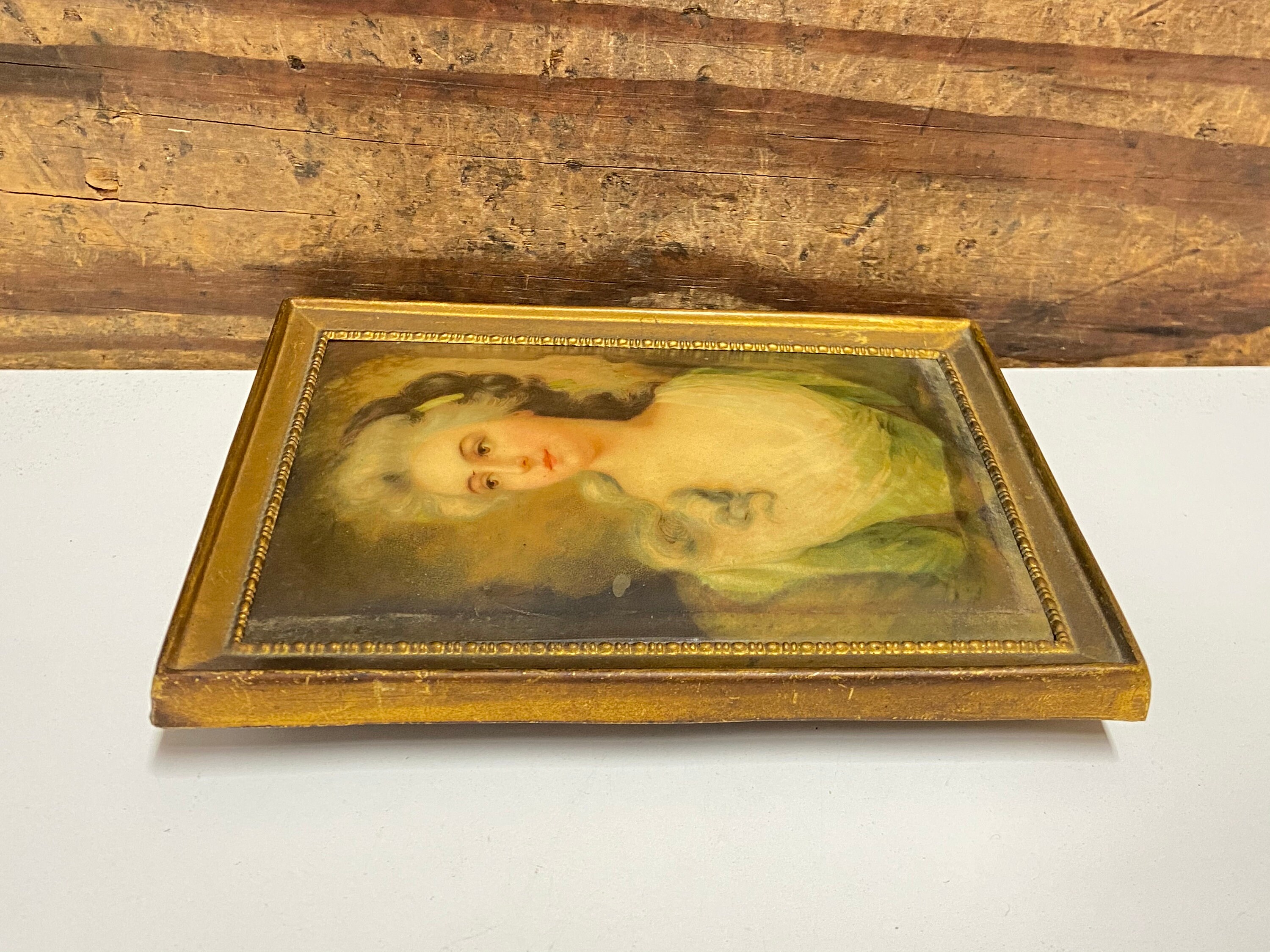 Antique Chromolithograph of Victorian Woman Print on Convex - Etsy