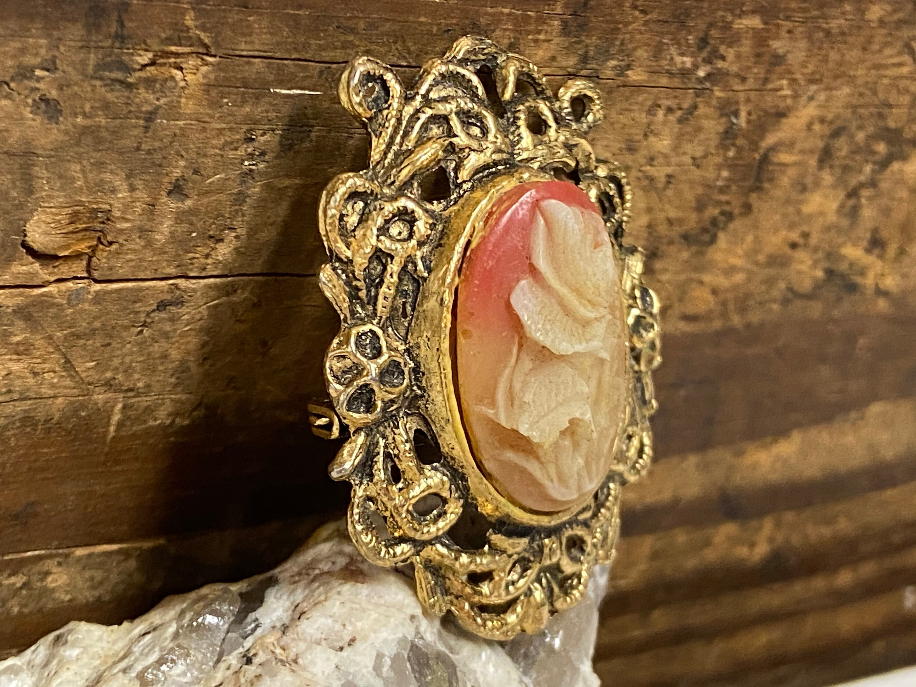 Vintage Cameo Pendant/brooch Floral Cameo Brooch Carved - Etsy
