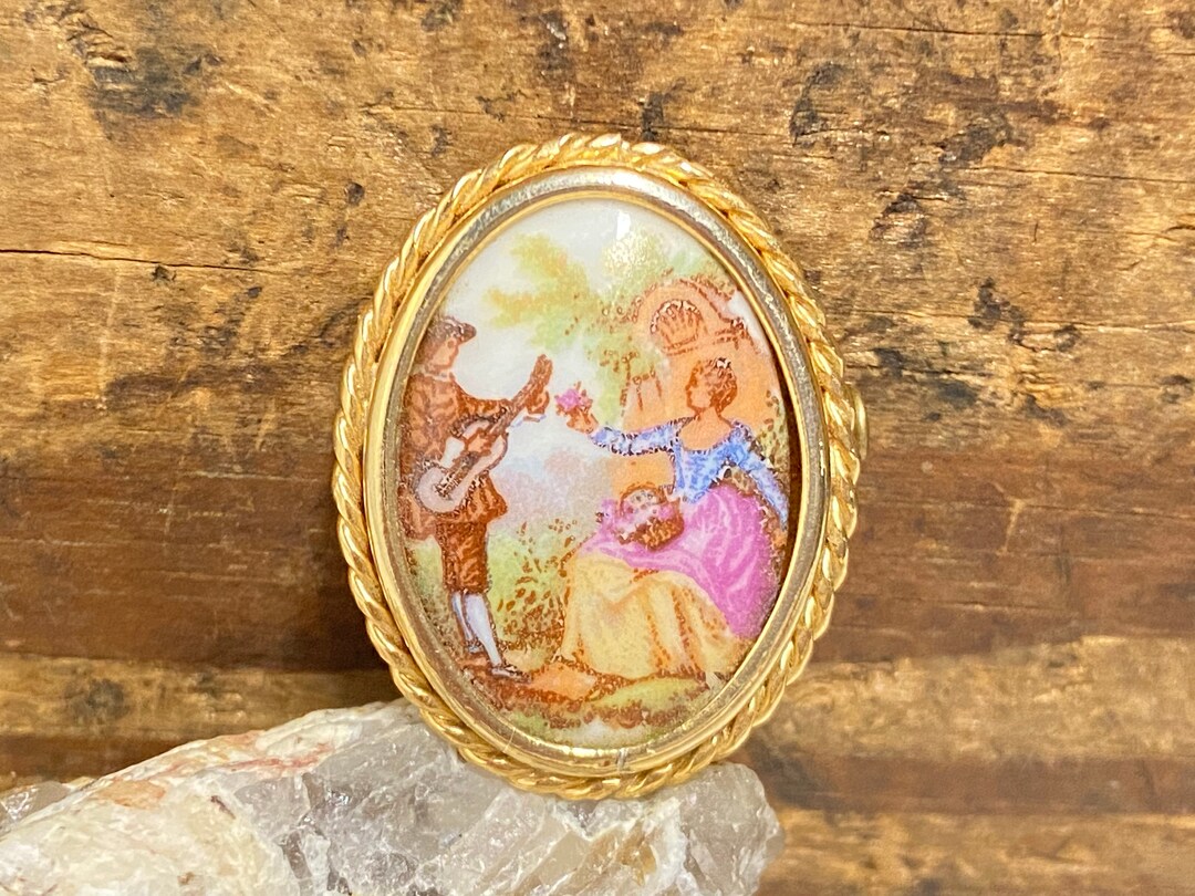 Limoges France Victorian Lady Brooch, Porcelain Limoges Portrait Brooch ...