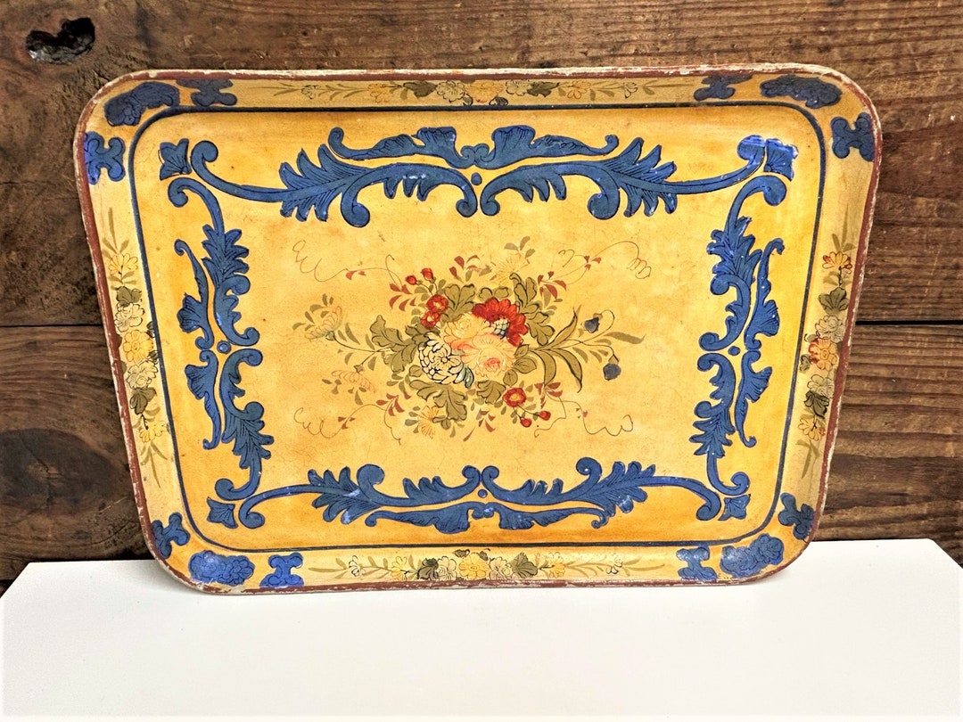 Vintage Floral Paper Mache Tray: Made in Japan, Vanity Serving Tray - Etsy