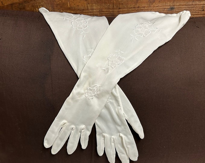 Vintage Sheer Nylon Mid Arm Length Opera Gloves, Size 6 to 6 1/2, Sheer ...