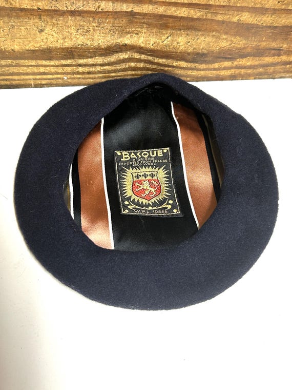 Vintage French Navy Wool Beret - Basque Style Winter … - Gem