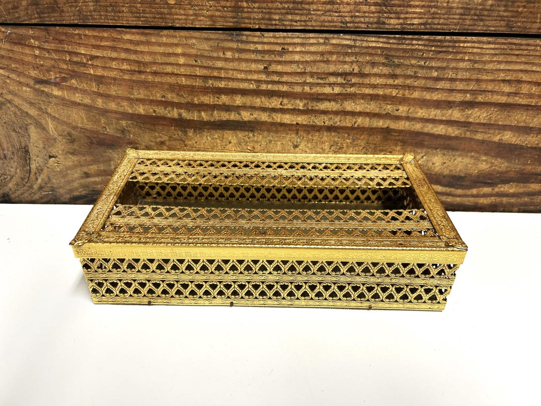 Vintage Gold Gilt Metal Tissue Box, Gold Kleenex Box Holder, Vintage ...