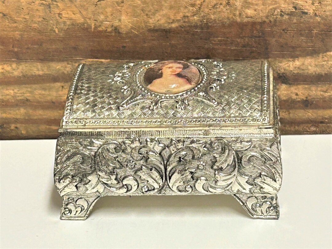 Vintage Victorian Style Trinket Box, Silver Trinket Box, Victorian ...