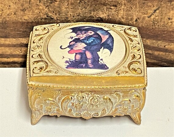 Vintage Hummel Gold Metal Trinket Box 1940's Gold Ornate - Etsy