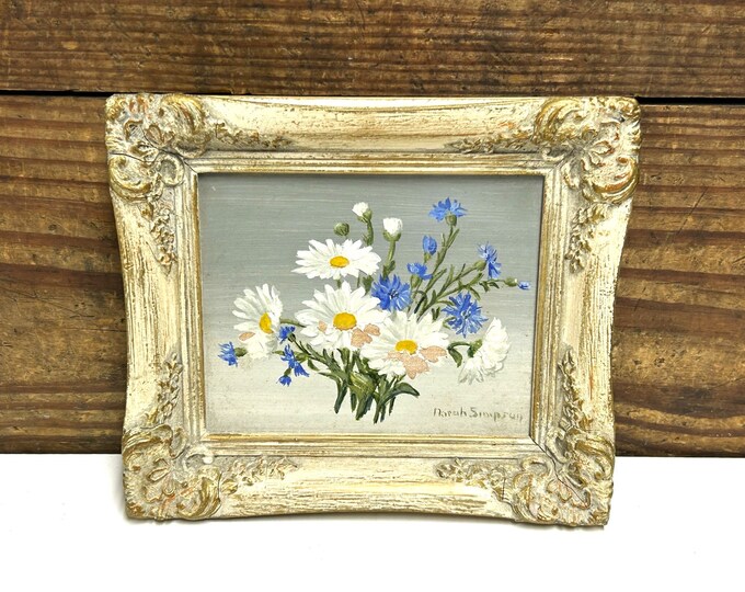 Vintage Norah Simpson, Original Framed Mini Floral Oil Painting ...