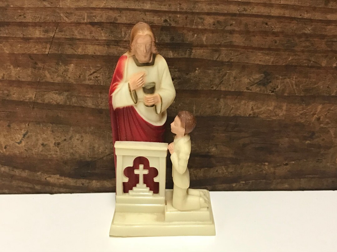 Vintage First Communion Statue With Jesus and Boy From Hartland Molds ...