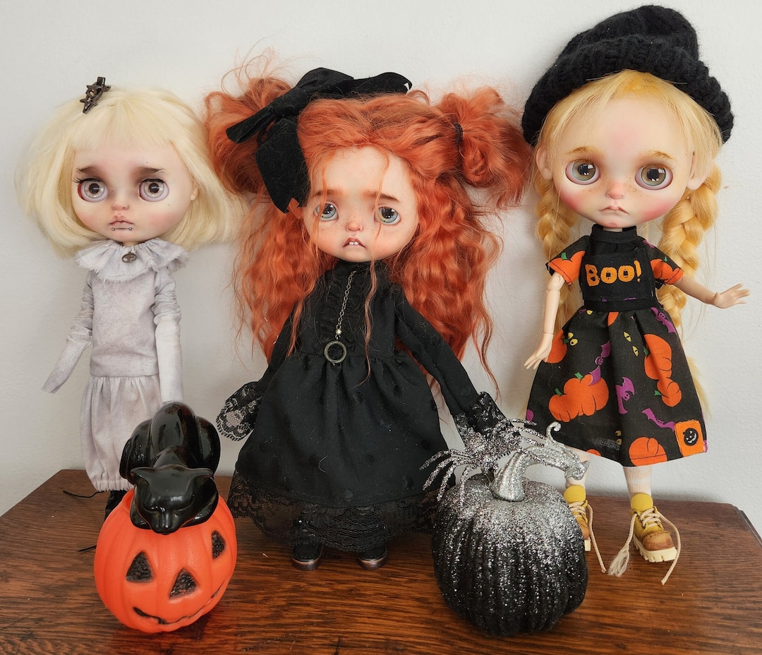 Black & White Gothic Dolly Witch Dress Doll Clothes for Blythe 3 ...