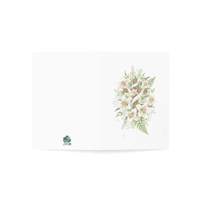 White Easter Lily Watercolor Cross Greeting Card, Religious Gift, 5x7 ...