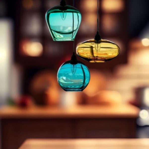 Blown Glass Pendant Light - Etsy