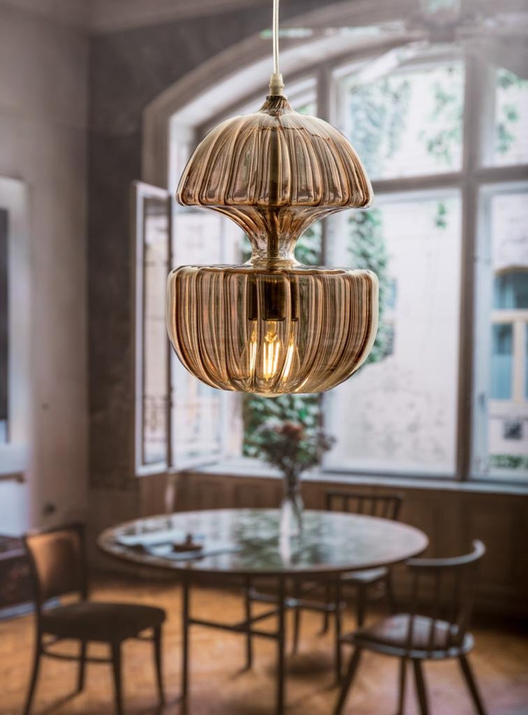Artisan Handblown Glass Pendant Light - Modern Kitchen Island Lighting ...