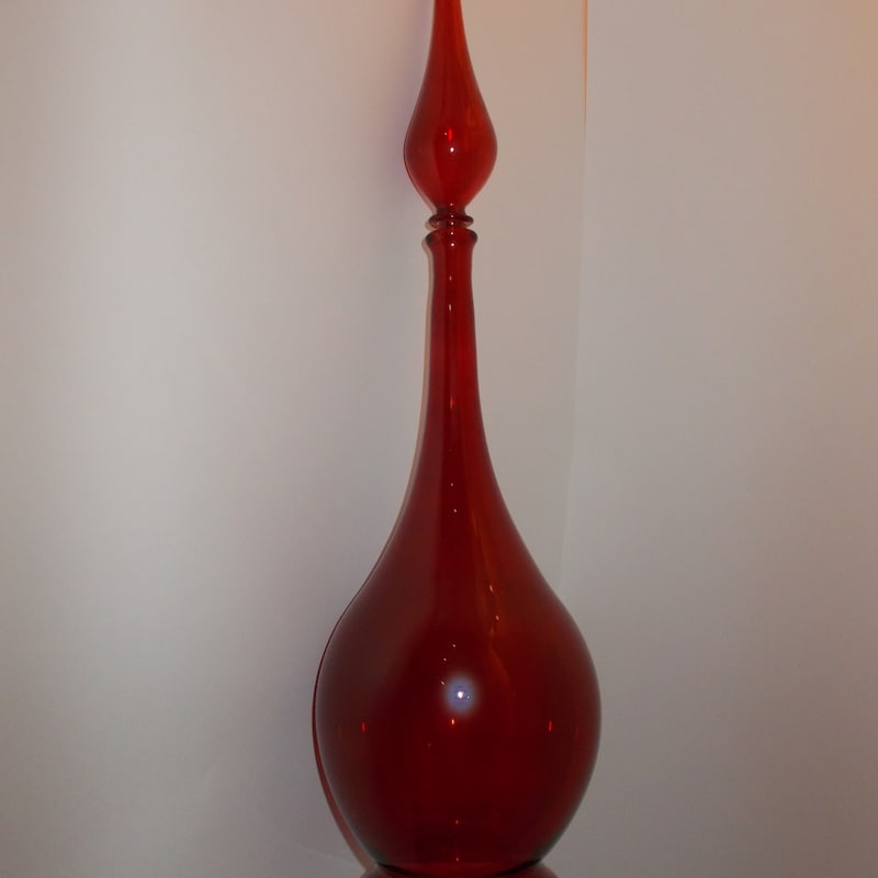 Red Glass Blenko Decanter - Etsy