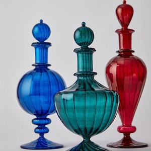 Set Of3 Art Glass Decanters- Customizable Premium Handmade Blown Glass ...